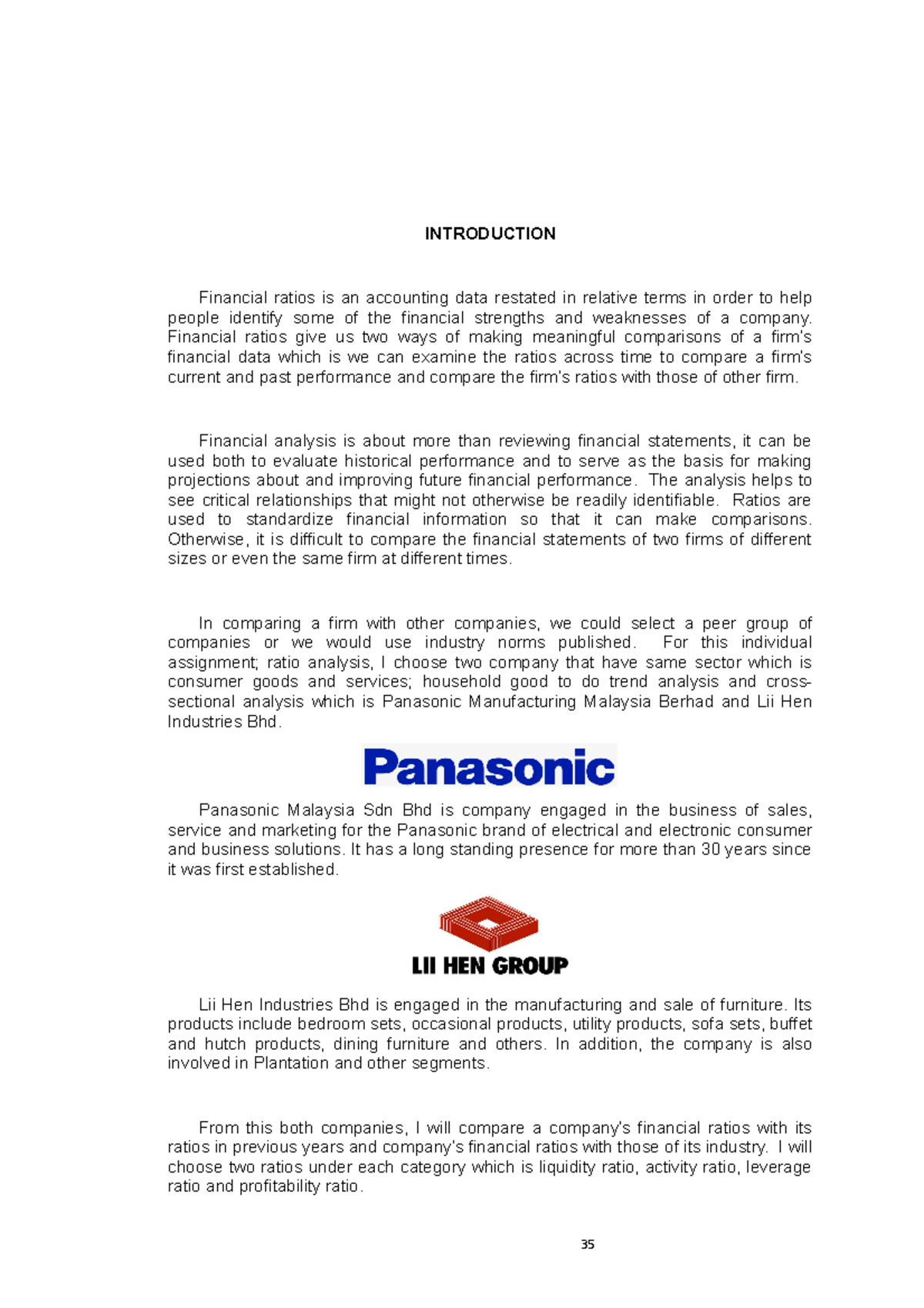 Financial Ratio Analysis: Individual Assignment UITM - Studocu