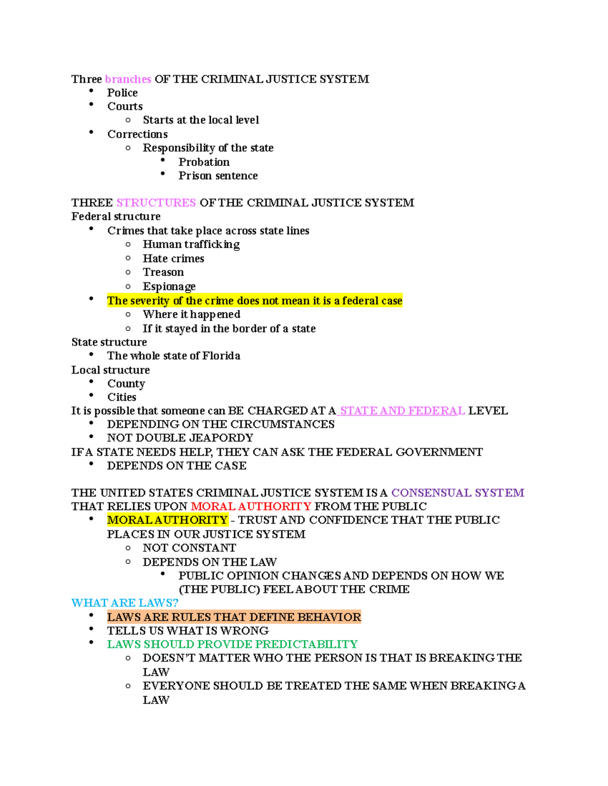Structure of the American Criminal Justice System - Three branches OF ...