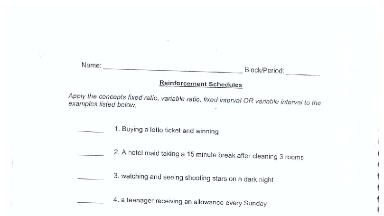 Reinforcement Schedules: Examples & Applications (PSYCHOLOGY G) - Studocu