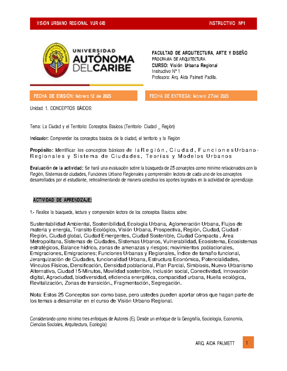 Instructivo Nº1: Conceptos Básicos en Visión Urbana Regional VUR 043 ...