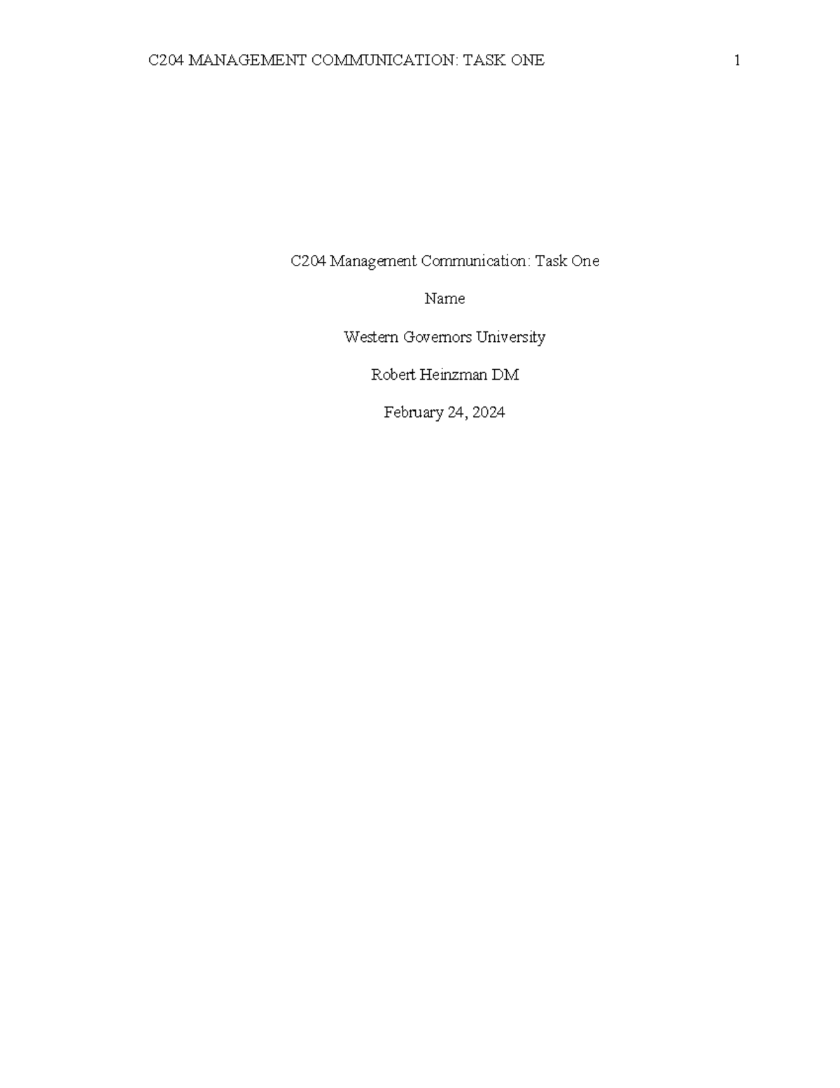 BKM3 TASK 1 Portfolio - Task 1 - C204 Management Communication: Task ...