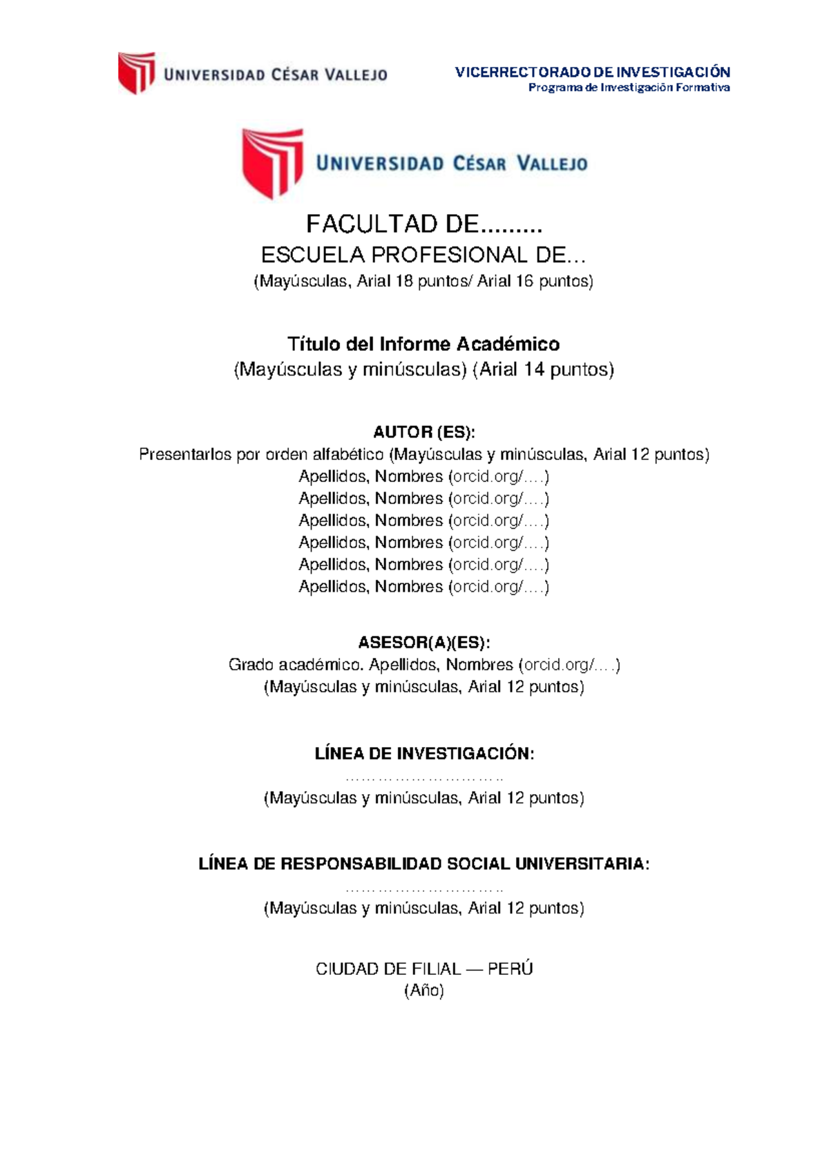 GUÍA PARA ELABORACIÓN DE INFORME ACADÉMICO UCV - Studocu