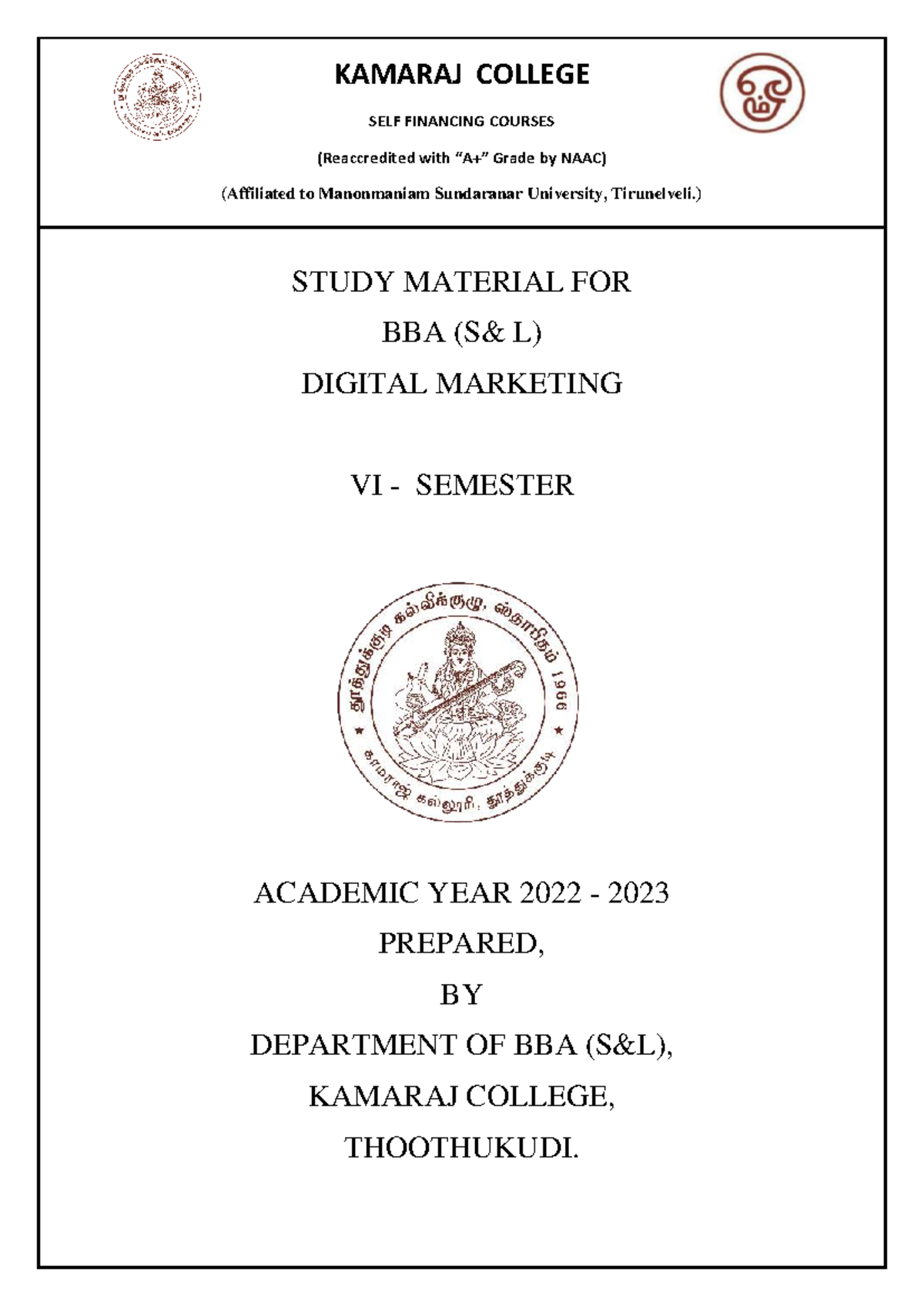 BBA (S&L) VI Sem: Comprehensive Notes on Digital Marketing (2022-2023 ...