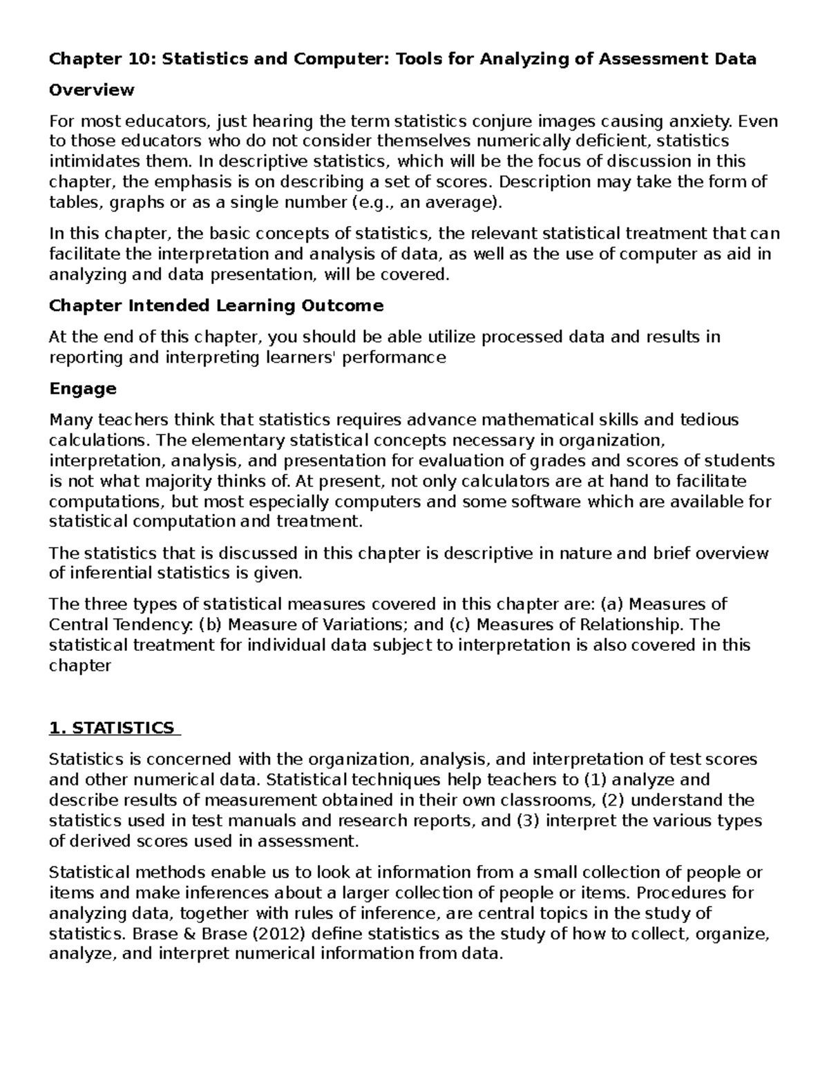 14 EL 106 - Understanding Statistics and Data Analysis Techniques - Studocu