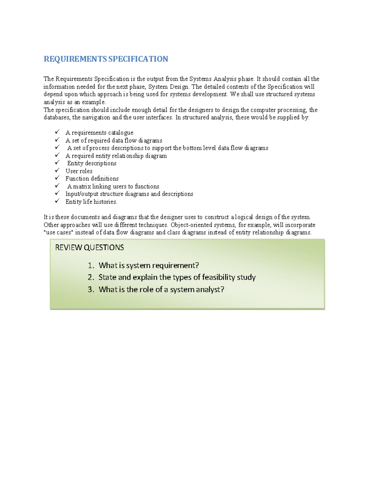 Requirements Specification & System Design Overview - Studocu