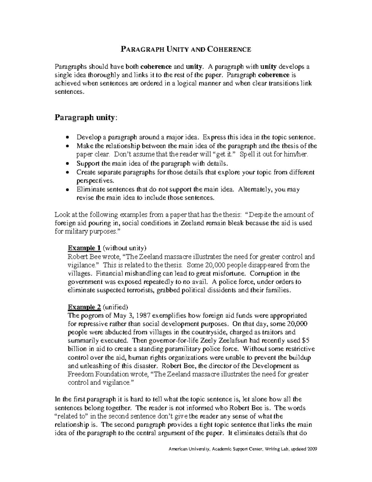 ENG 101: Paragraph Unity and Coherence Guide - Studocu