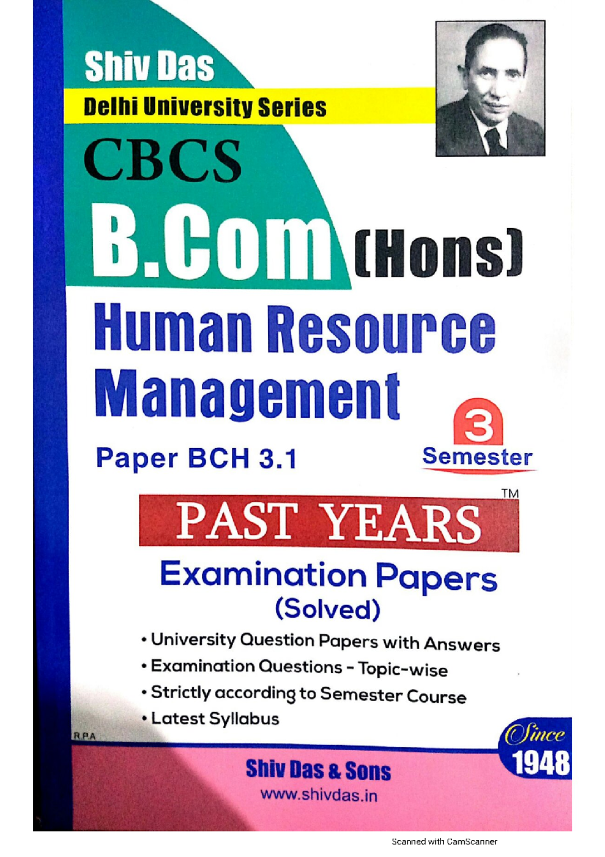 HRM Shivdas pyq - Shiv Das Delhi University Series CBCS B Human ...