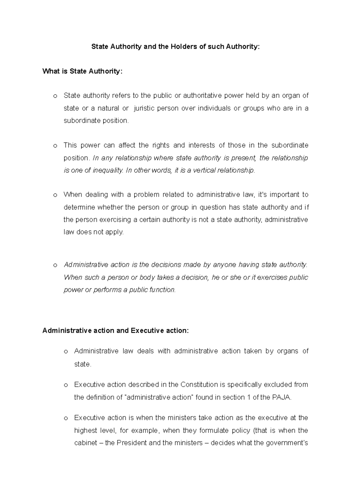 Administrative Law Notes: State Authority Explained - Studocu
