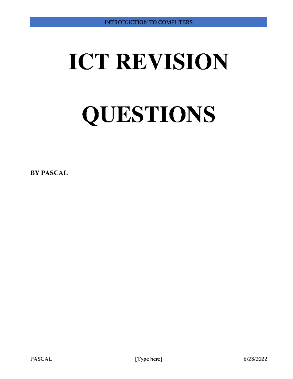 ICT REVISION QUIZ - Key Concepts & Terminology for Understanding ...