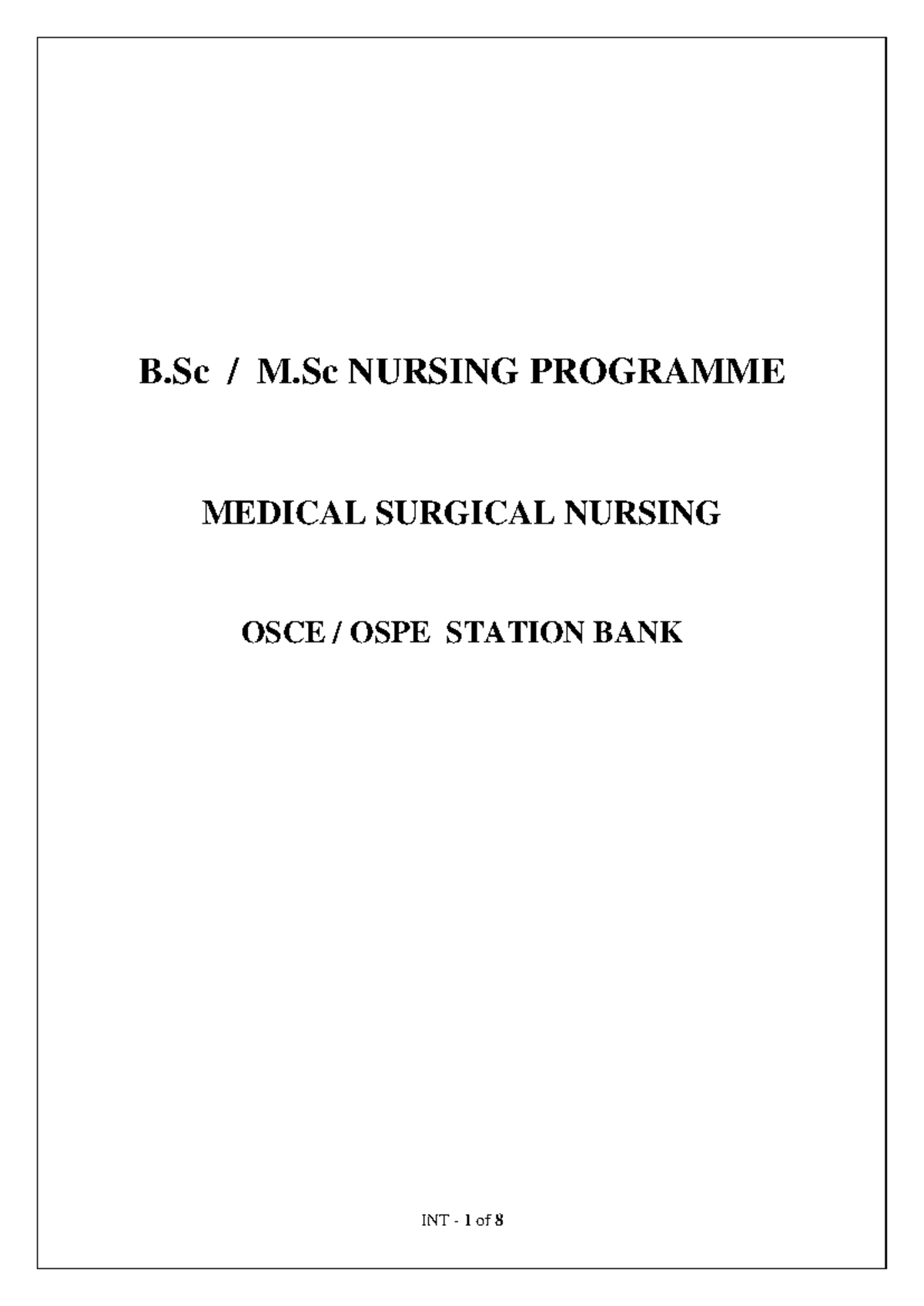 B.Sc Nursing OSCE Practice Questions Compilation and Guide - Studocu