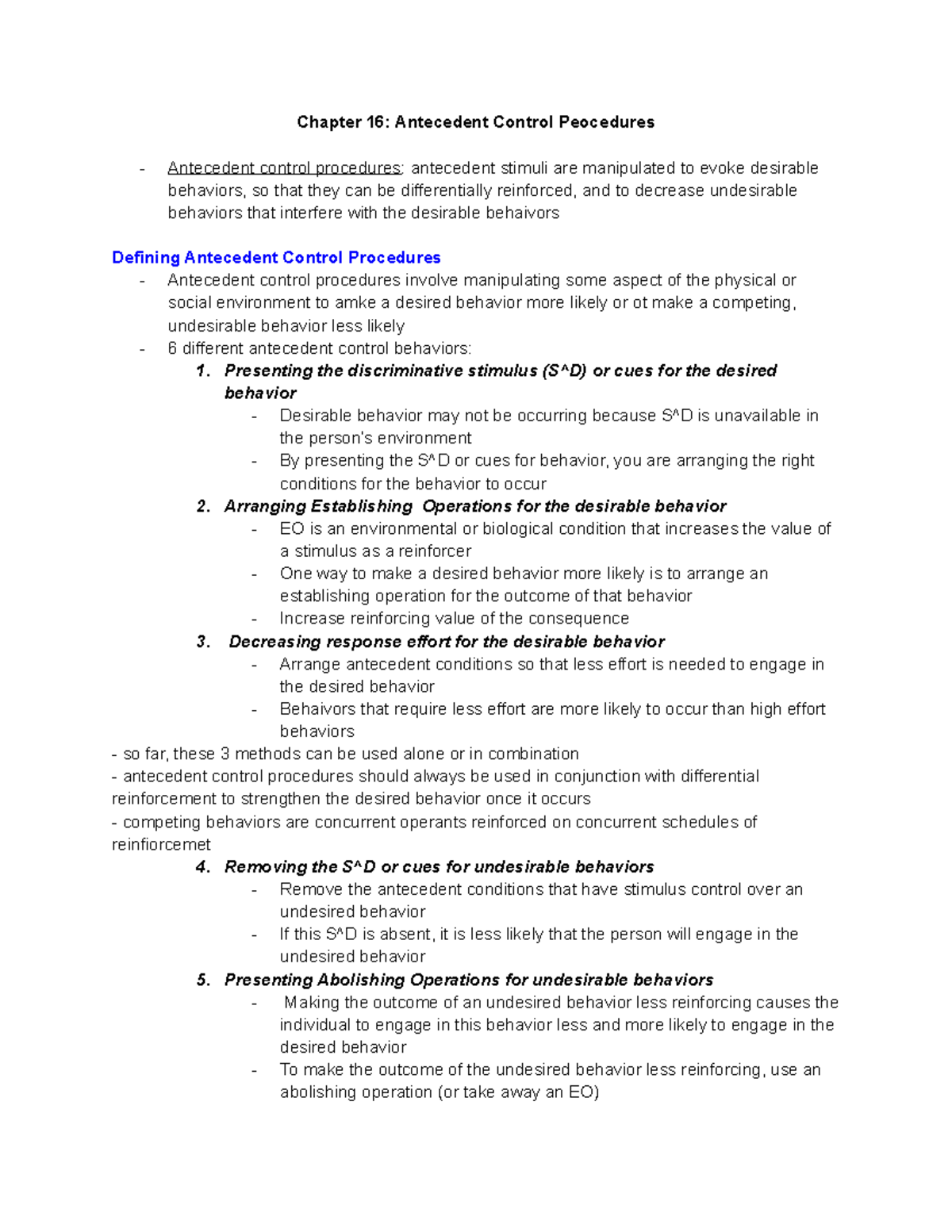 Chapter 16: Understanding Antecedent Control Procedures - Studocu