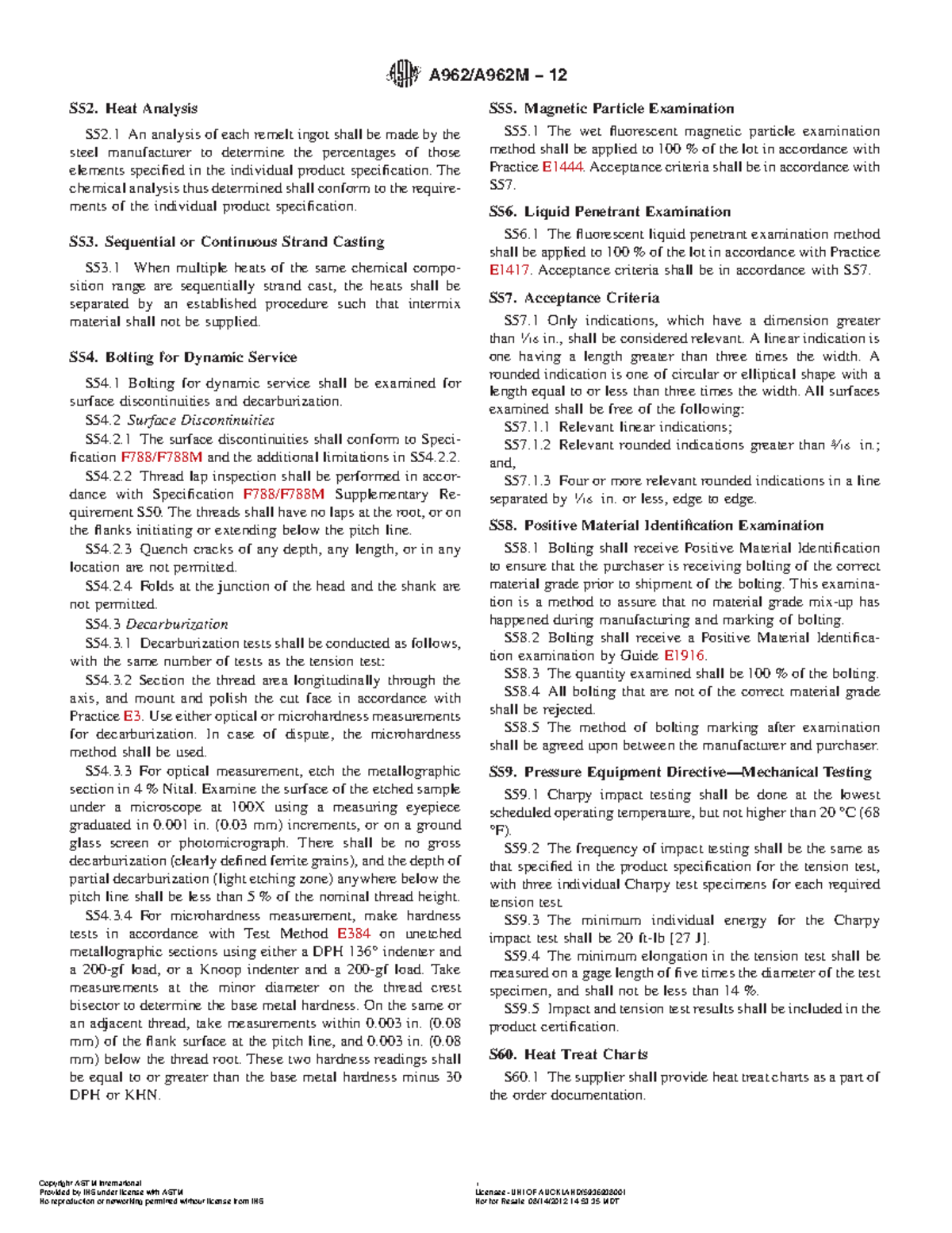 ASTM A962/A962M 12 - Heat Analysis and Quality Control Standards - Studocu