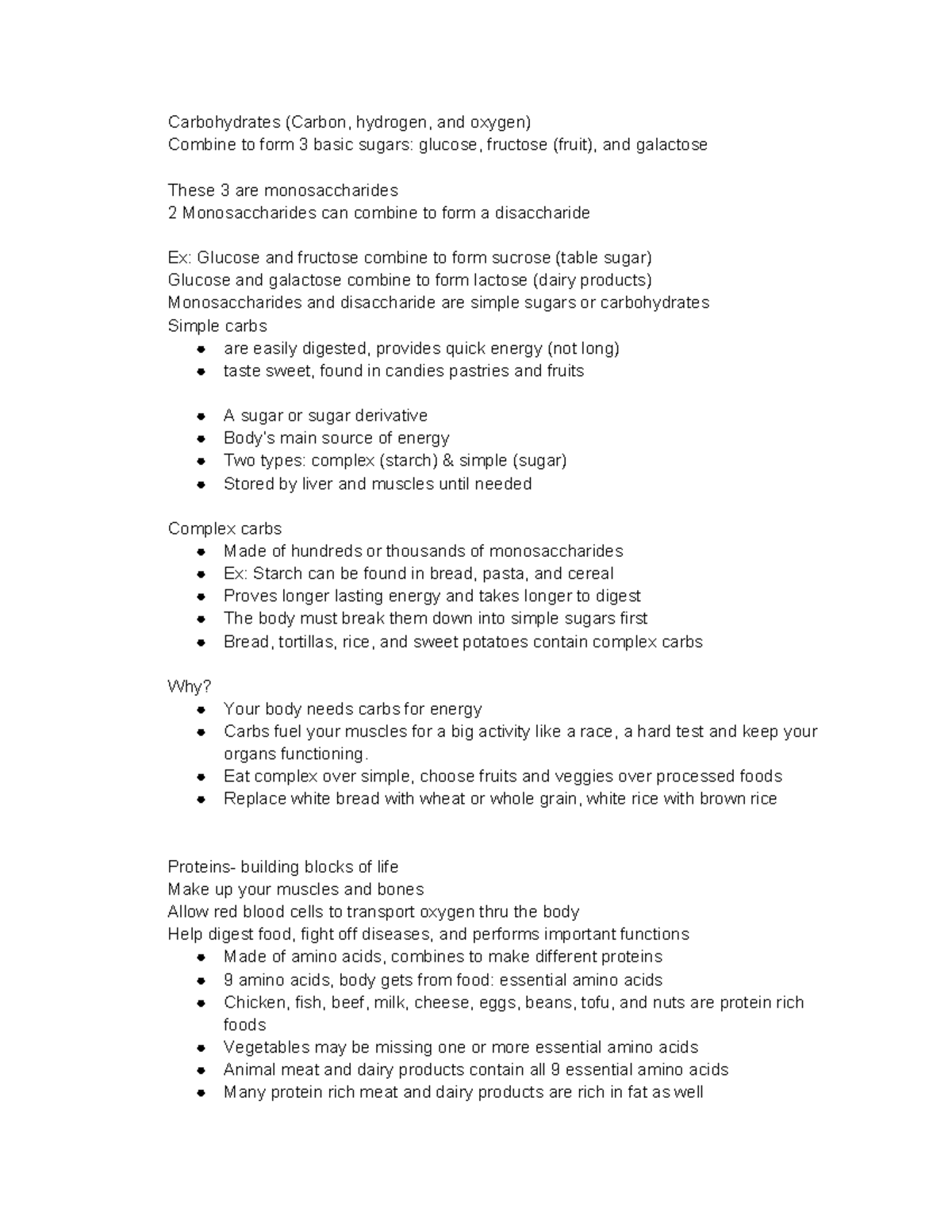 Nutrition: Carbohydrates, Fats, and Proteins Overview - Studocu