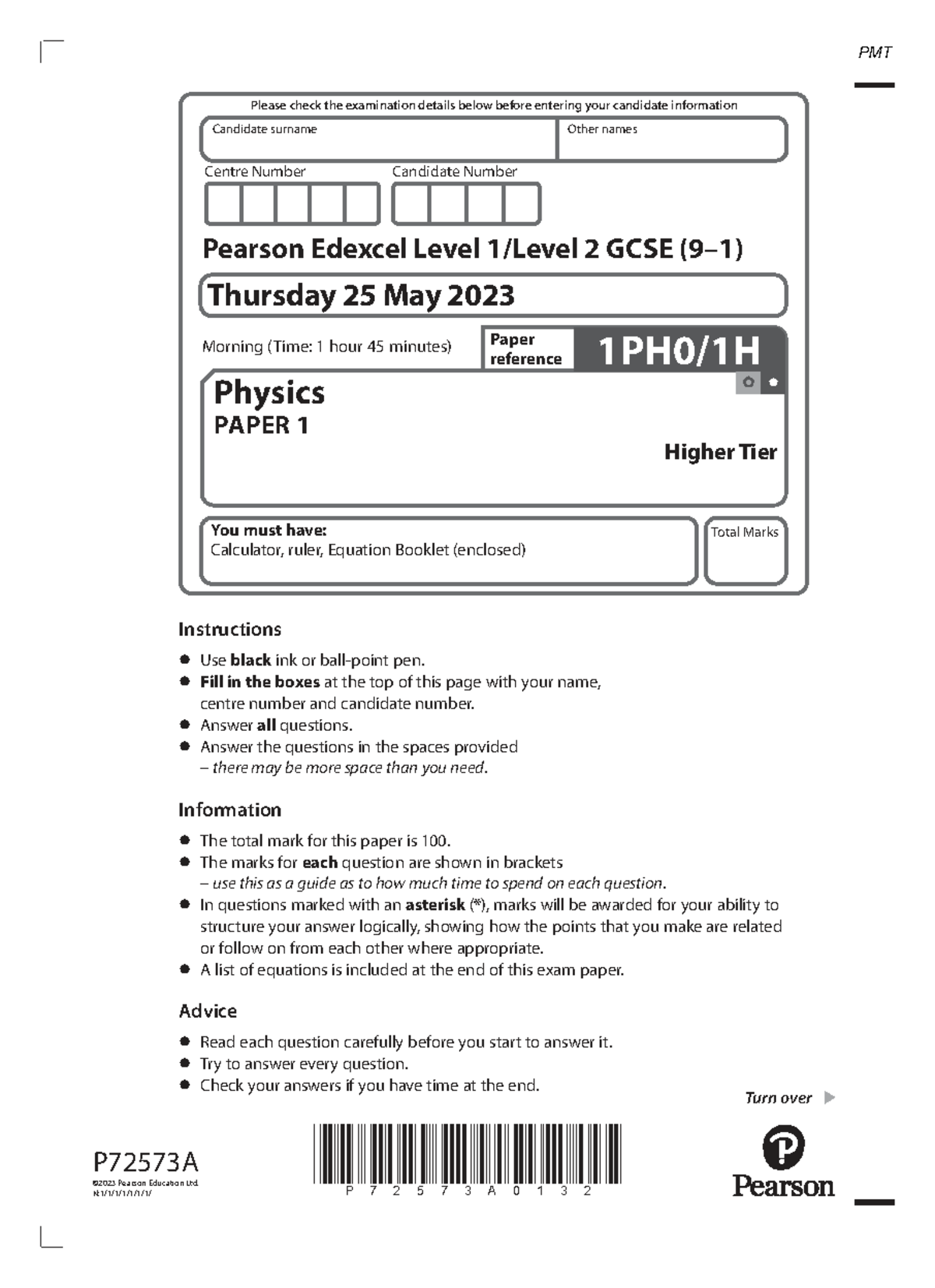 June 2023 QP - Paper 1 (H) Edexcel Physics GCSE Exam Details and ...