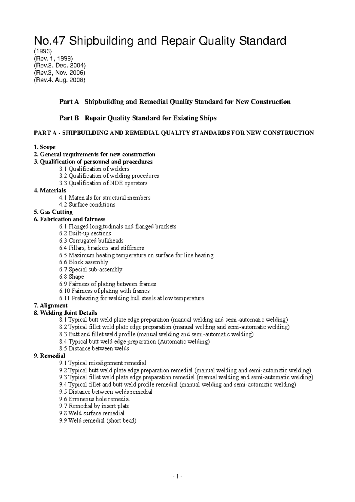 IACS Rec. 47 - Shipbuilding & Repair Quality Standards (Rev. 4) - Studocu