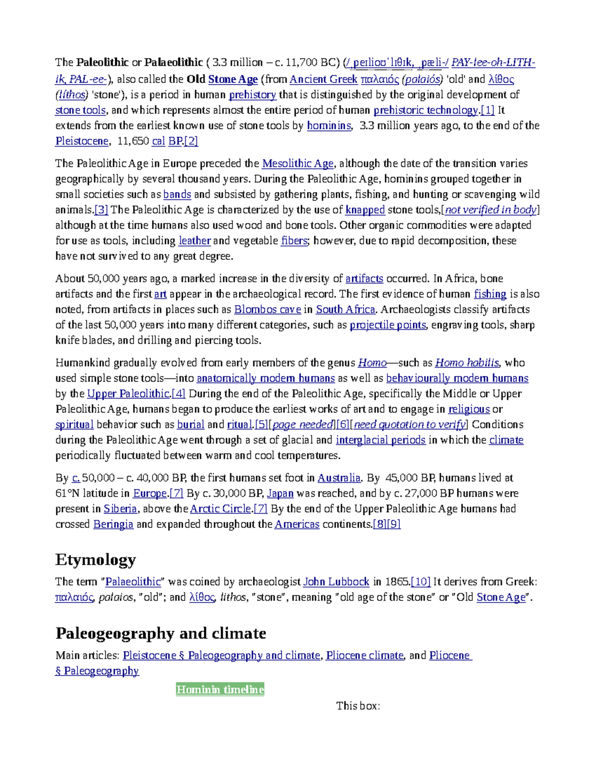 Paleolithic Age Overview: Evolution, Climate, and Tool Development ...