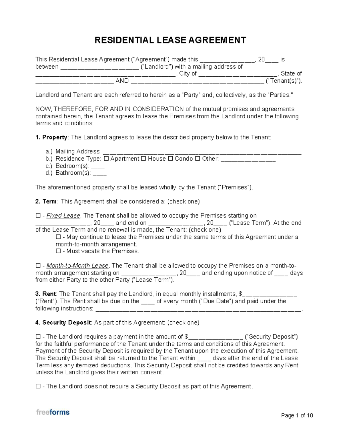 Residential Lease Agreement Template - Legal Document Guide - Studocu