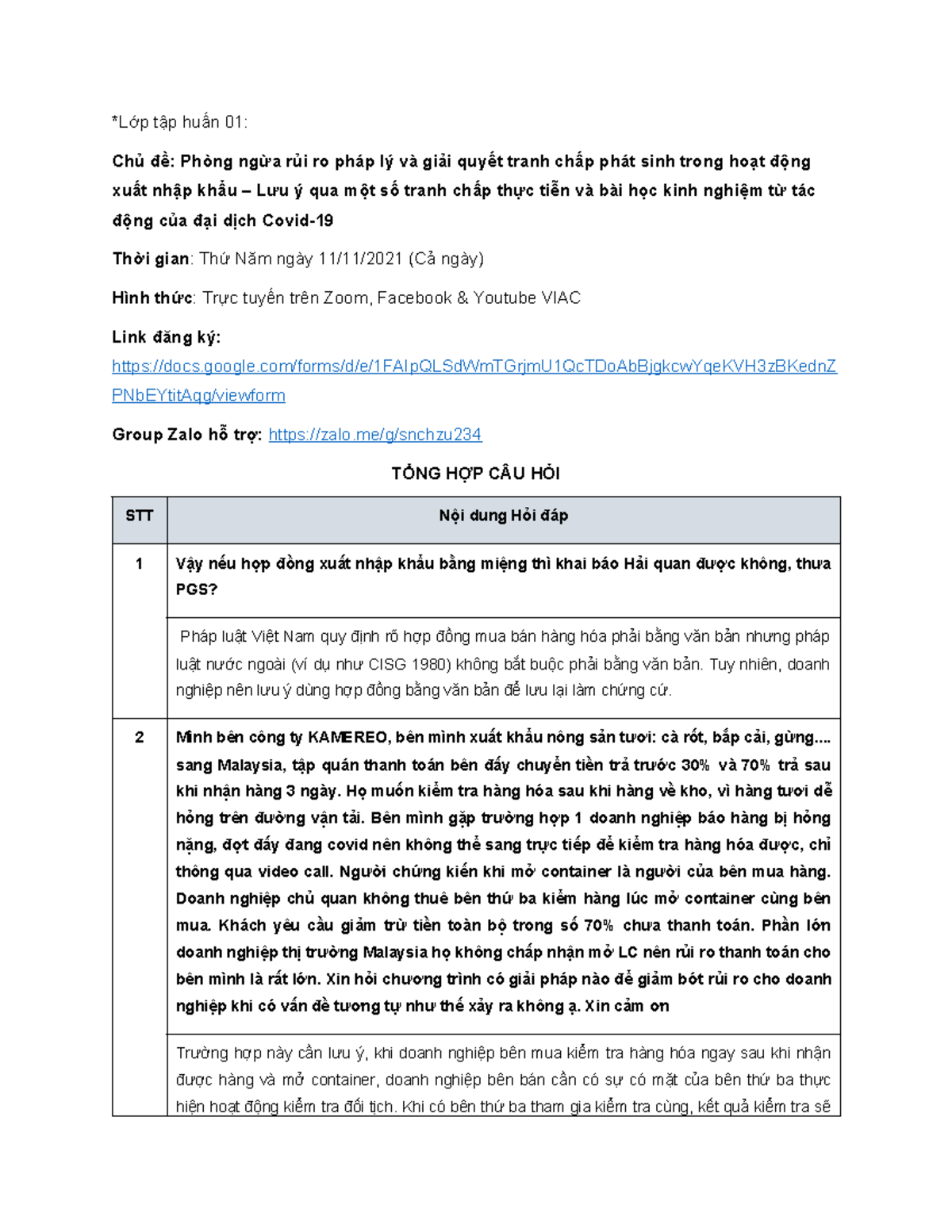 211111 VIAC - Tập Huấn: Phòng Ngừa Rủi Ro Pháp Lý Xuất Nhập Khẩu - Studocu