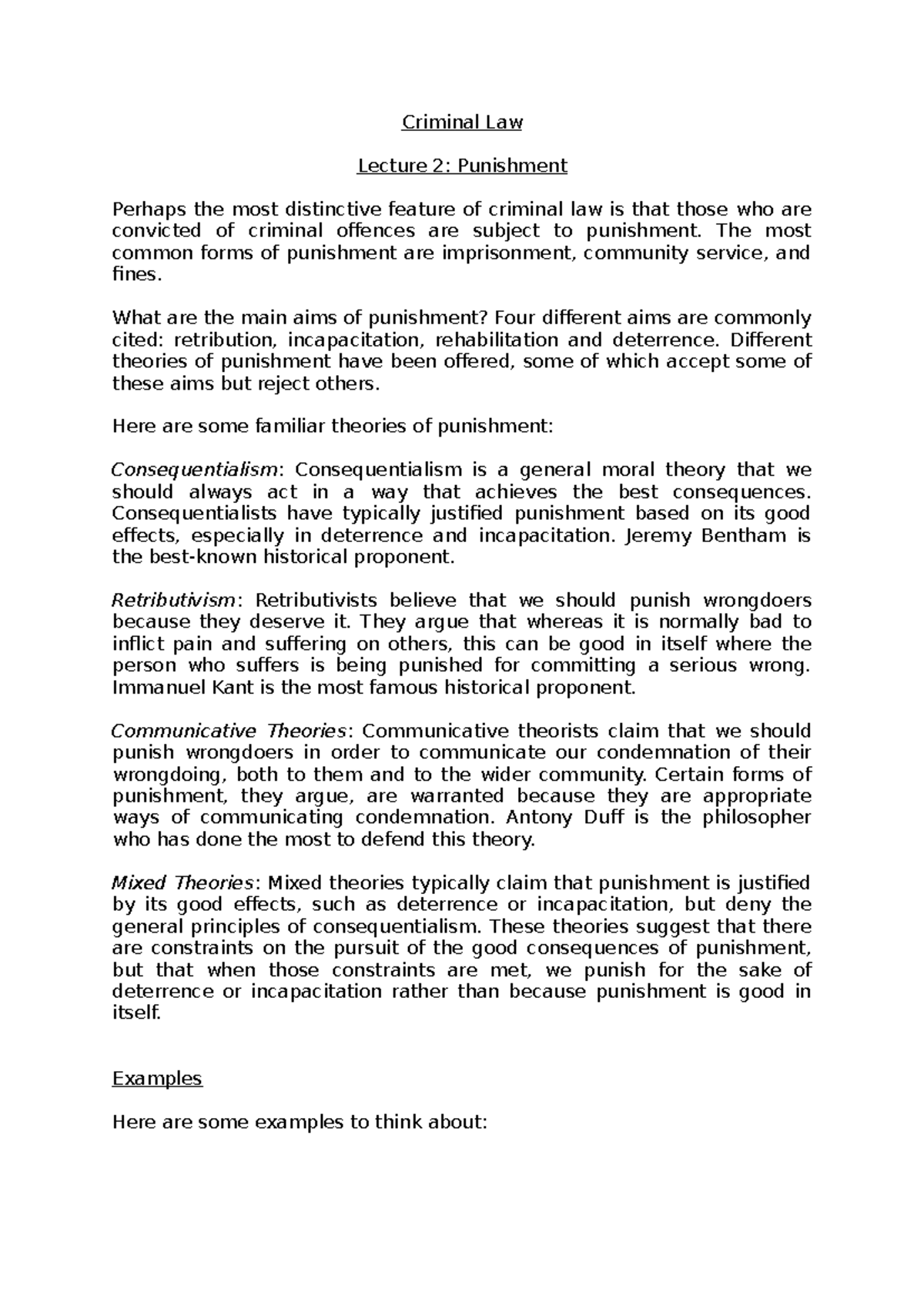 Incapacitation Examples In Law