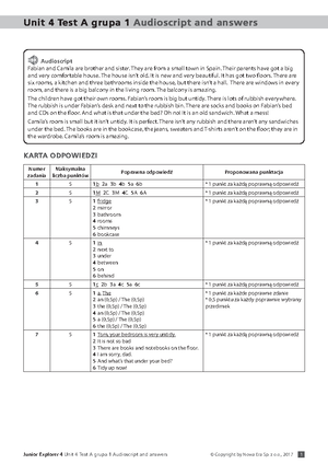 Unit 5 test A grupa 2 odpowiedzi - Junior Explorer 4 Unit 5 Test A ...