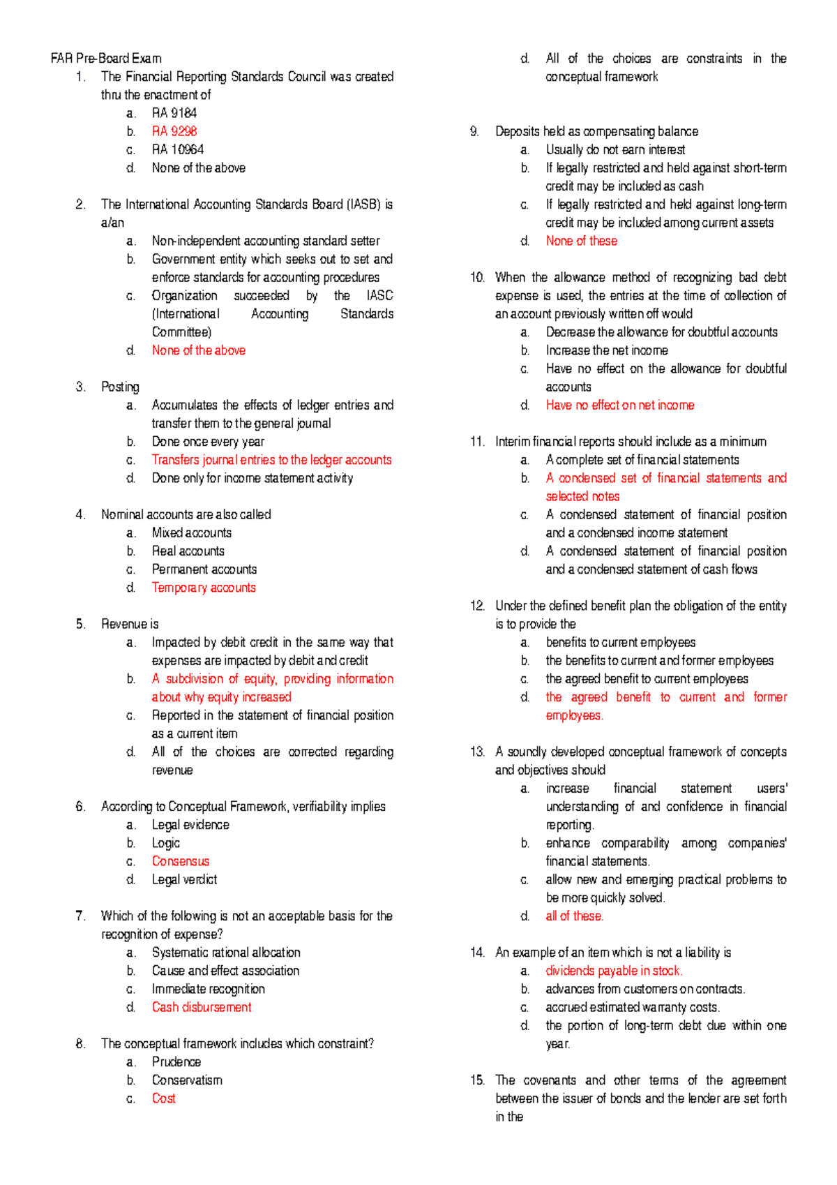 FAR Pre-Board Exam Review: Key Concepts & Problem Solving Techniques ...