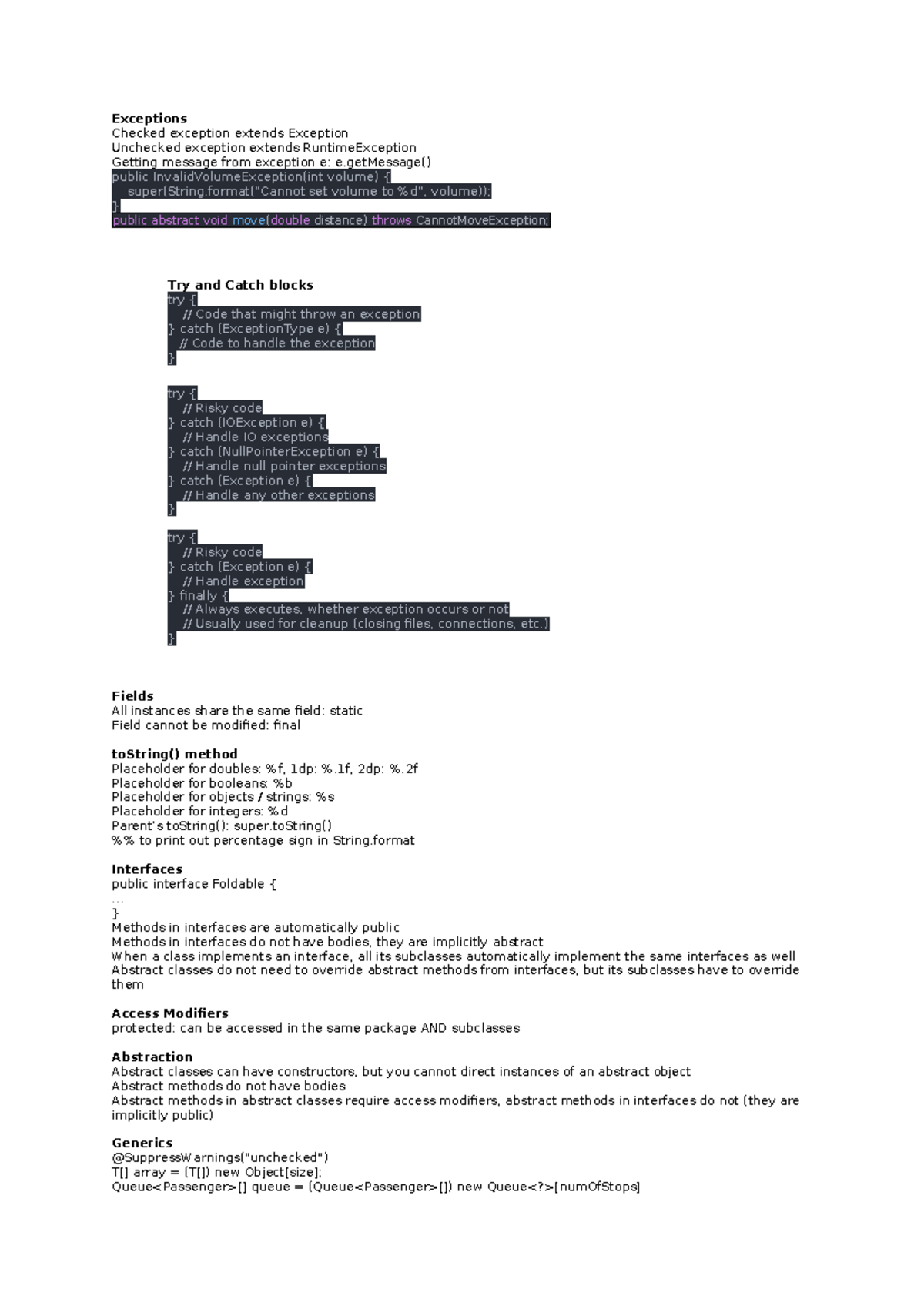 CS2030S PE1 Exception Handling Cheatsheet - Studocu