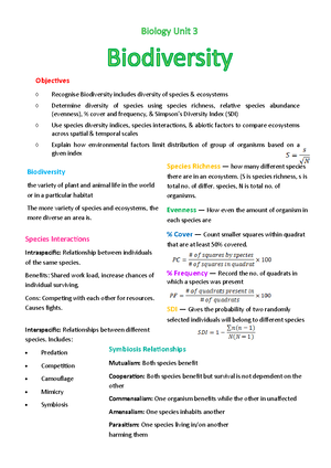Preparation for Data Test - Biology Revision Unit 1 Data Test To ensure ...