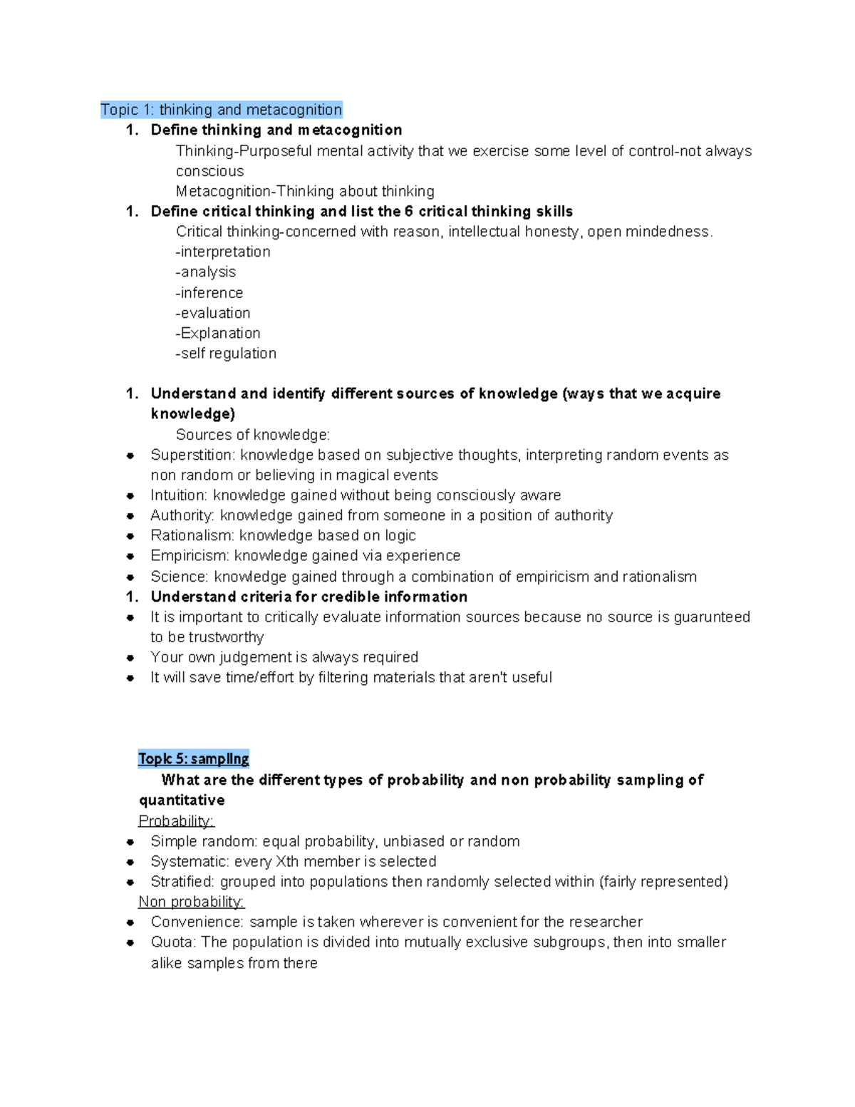 HPED 2030 Final Exam Study Notes: Thinking, Sampling & Data Analysis ...