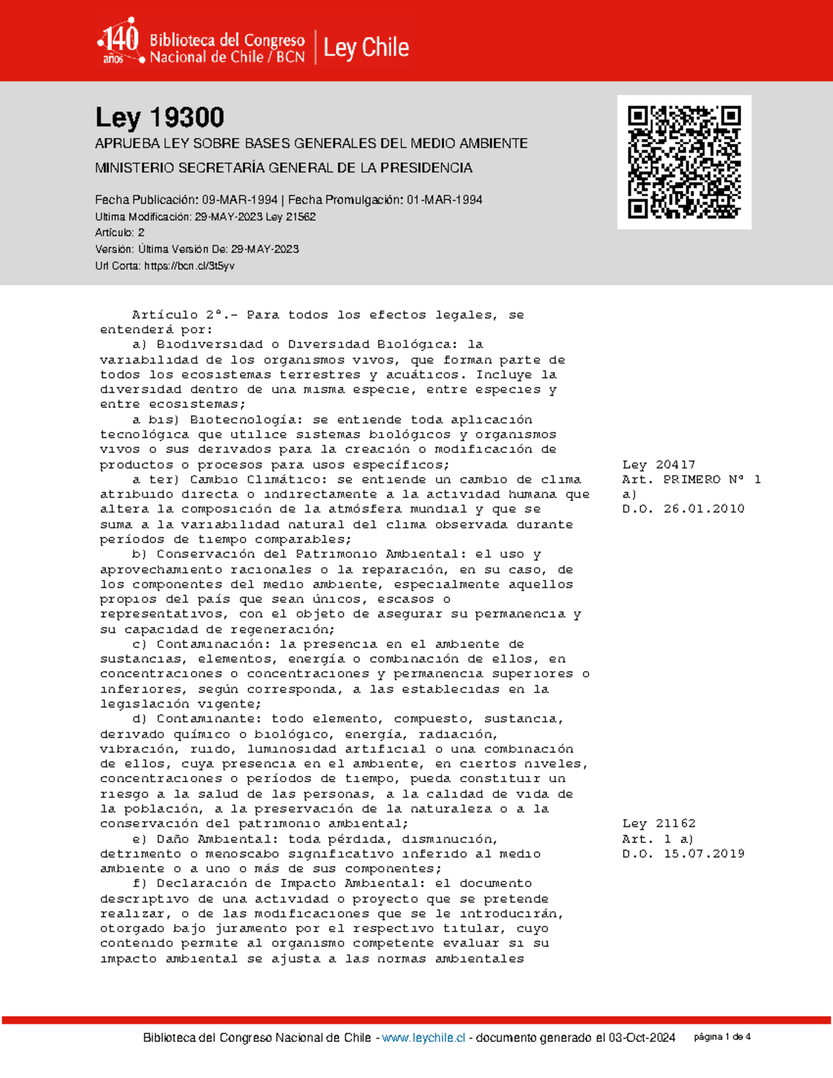 LEY-19300 29-MAY-2023 - Ley 19300 APRUEBA LEY SOBRE BASES GENERALES DEL ...