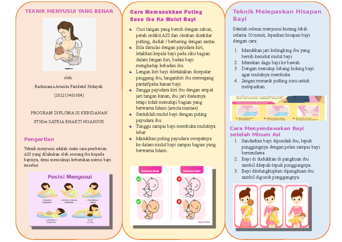 Leaflet cara menyusui revisi - Teknik Melepaskan Hisapan Bayi Setelah selesai menyusui kurang ...