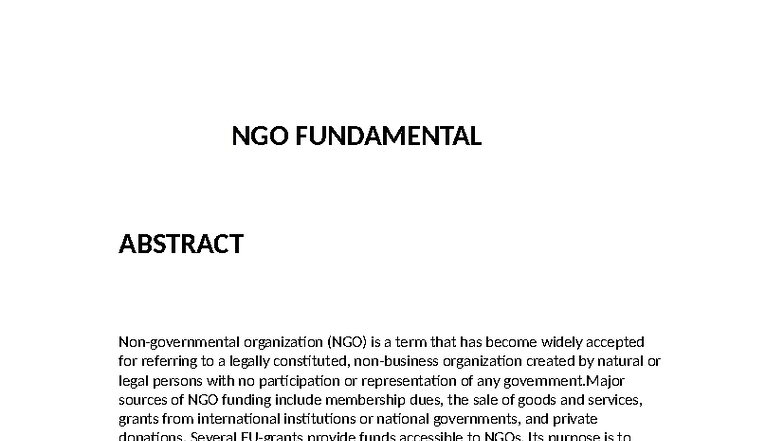 NGO Fundamentals: Understanding Their Role and Impact - Studocu