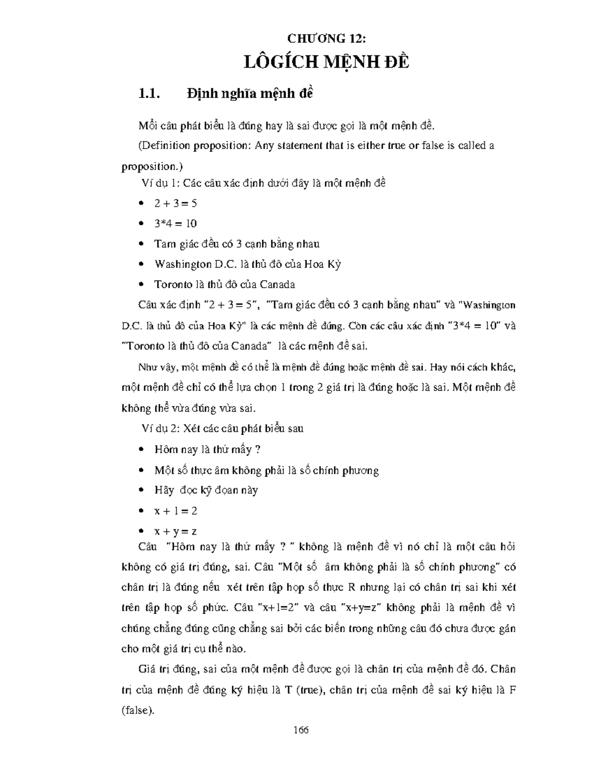 Giao Trinh CTRR C12 Logic Menh De - CH NG 12: LÔGÍCH M NH ####### 1. nh ngh a m nh M i - Studocu