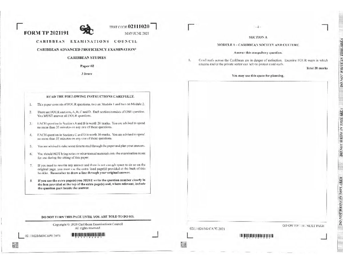 Caribb STUD P2 2014 - Past Paper on Indigenous Contributions & Erosion ...