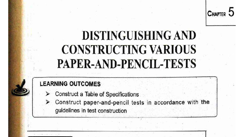 CHAPTER 5: DISTINGUISHING AND CONSTRUCTING VARIOUS PAPER AND PENCIL ...