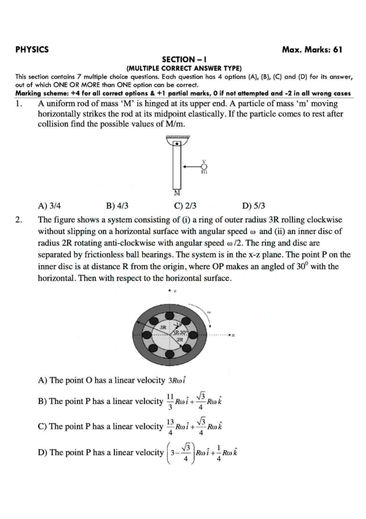 PHYSICS Rotation Test 2 - Multiple Choice Questions & Answers - Studocu