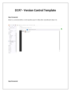 D197 - Version Control Process Summary and Screenshots - Studocu