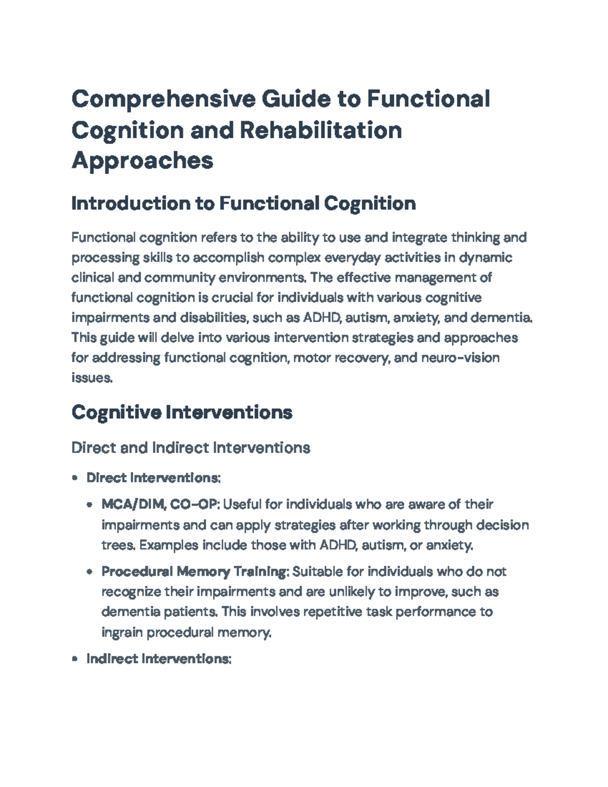 Comprehensive Guide to Functional Cognition & Rehabilitation Strategies ...