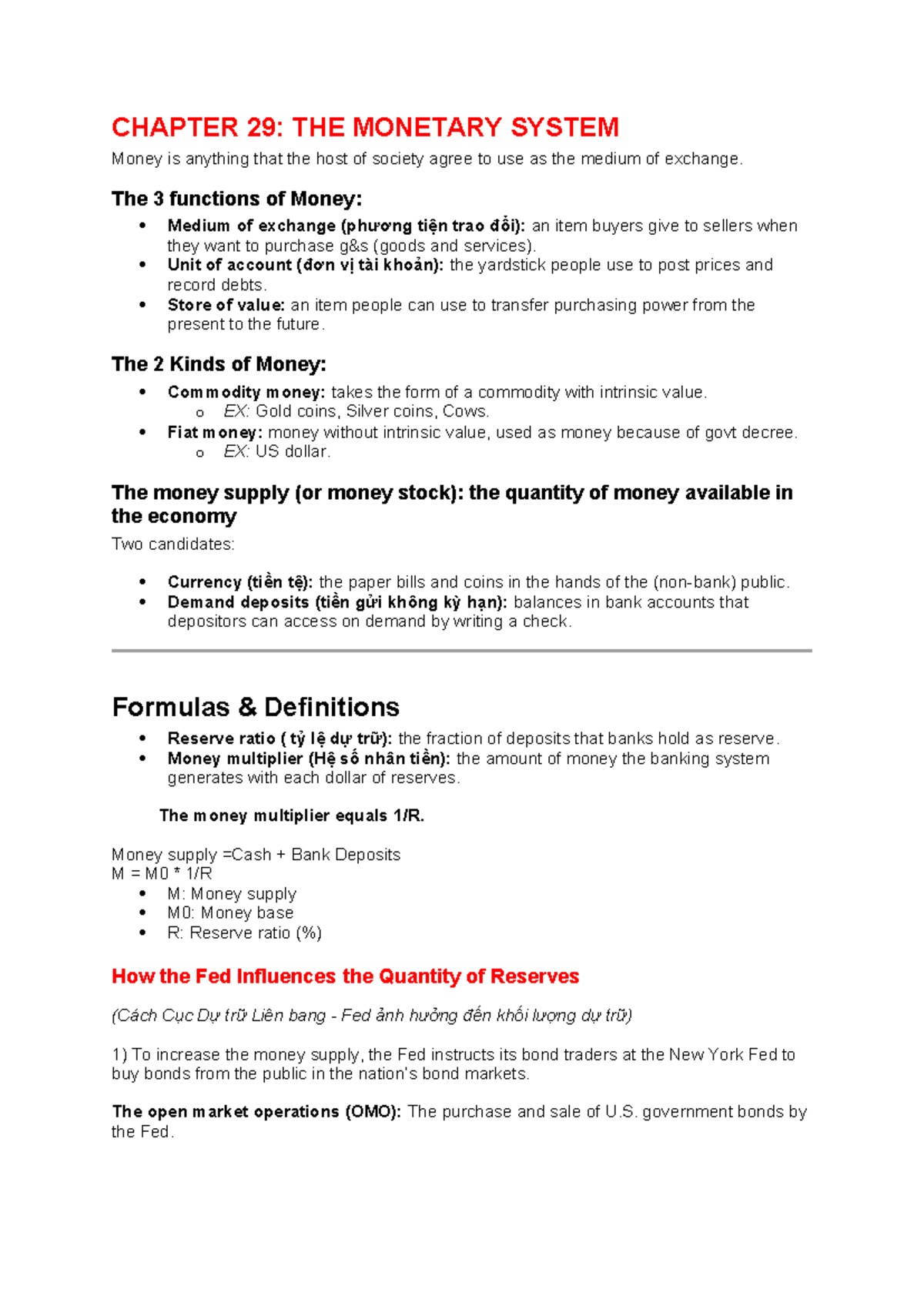 CHAPTER 29: THE MONETARY SYSTEM - Macroeconomics Overview - Studocu