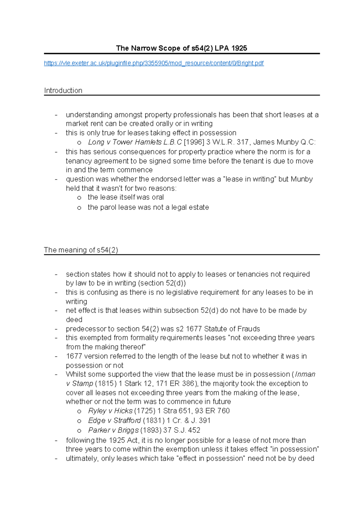 The Narrow Scope of s54(2) in LPA 1925: Implications for Lease ...