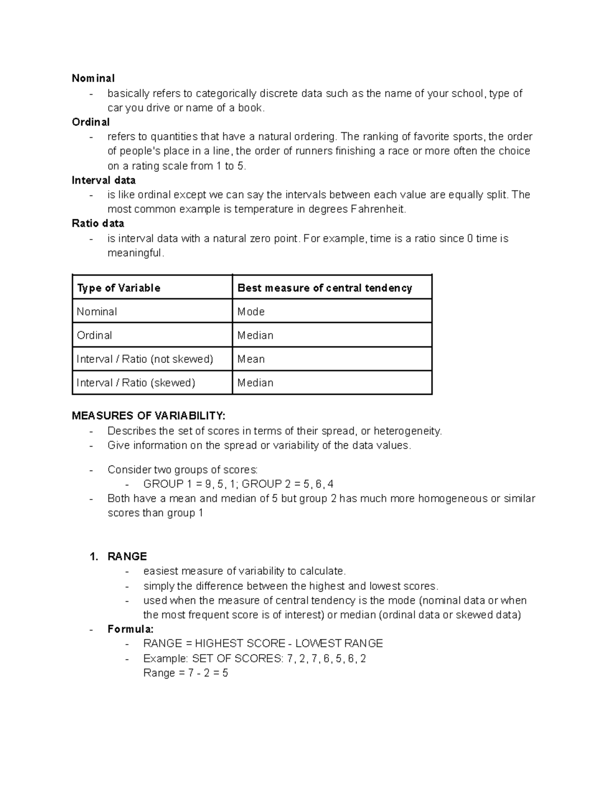 Measures of Variability in Statistics: Understanding Data Spread - Studocu
