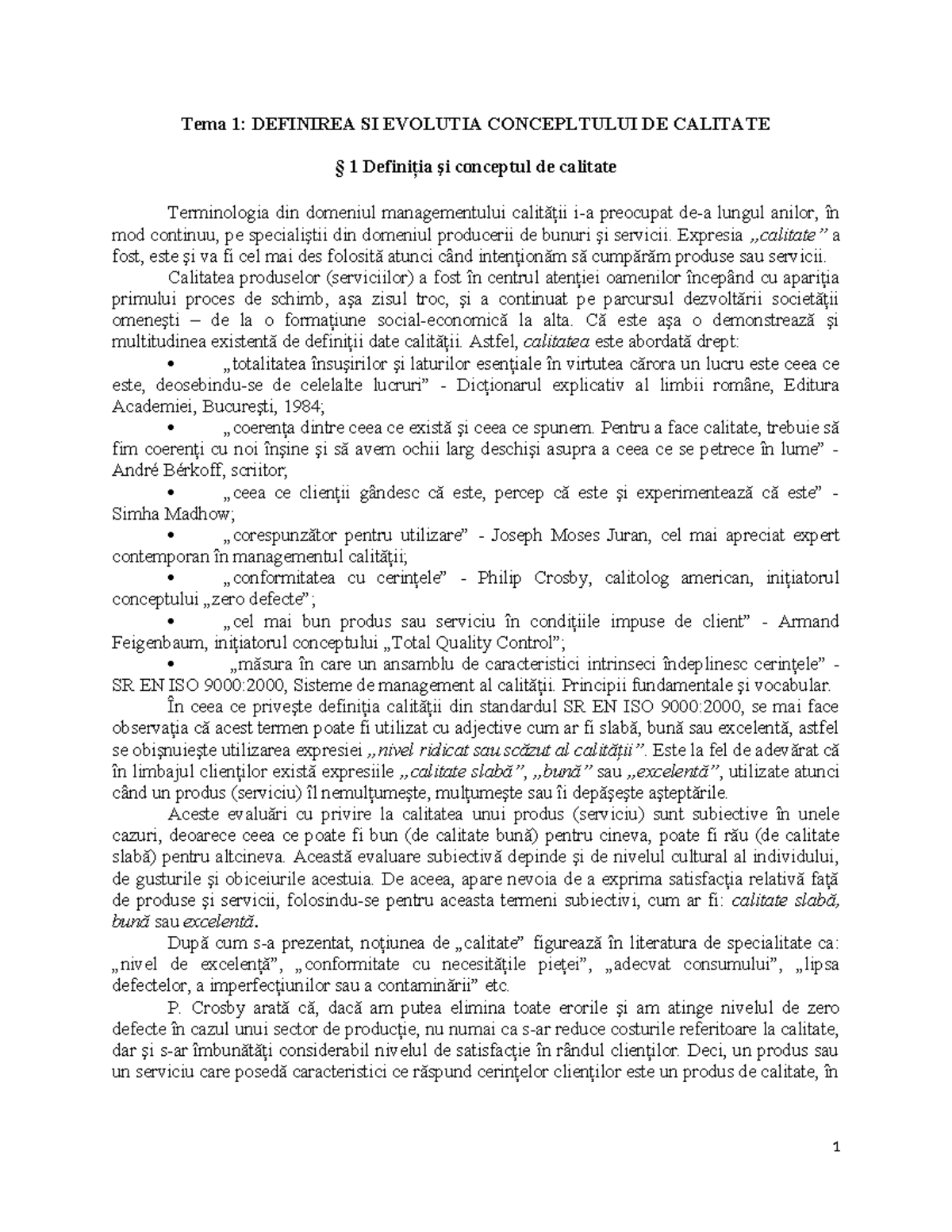 Tema 1 - Definirea și Evoluția Conceptului de Calitate (Management ...