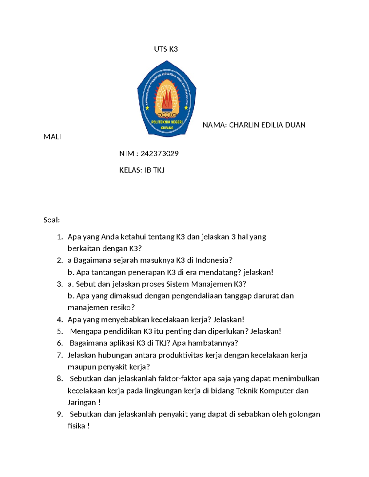 K3 dan Aplikasinya di Bidang Teknik Komputer dan Jaringan (TKJ) - Studocu