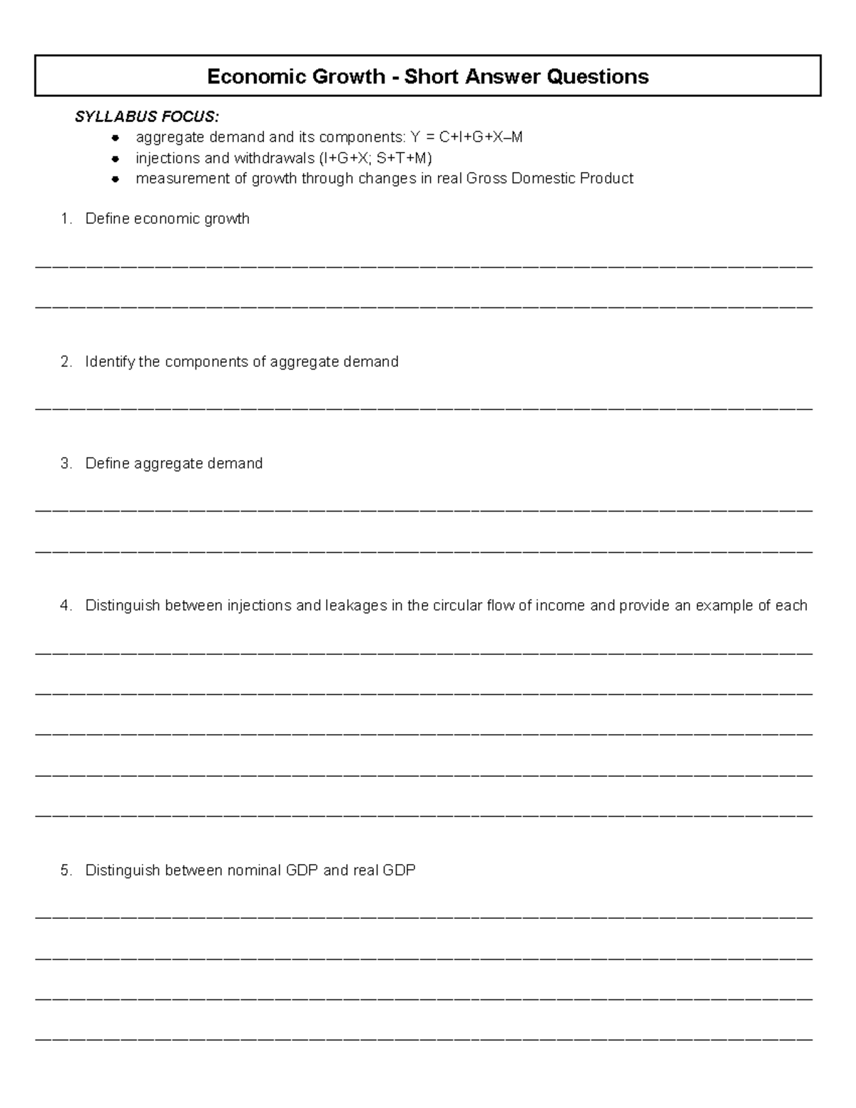EG- SAQ - Short Answer Questions - Economic Growth - Short Answer ...