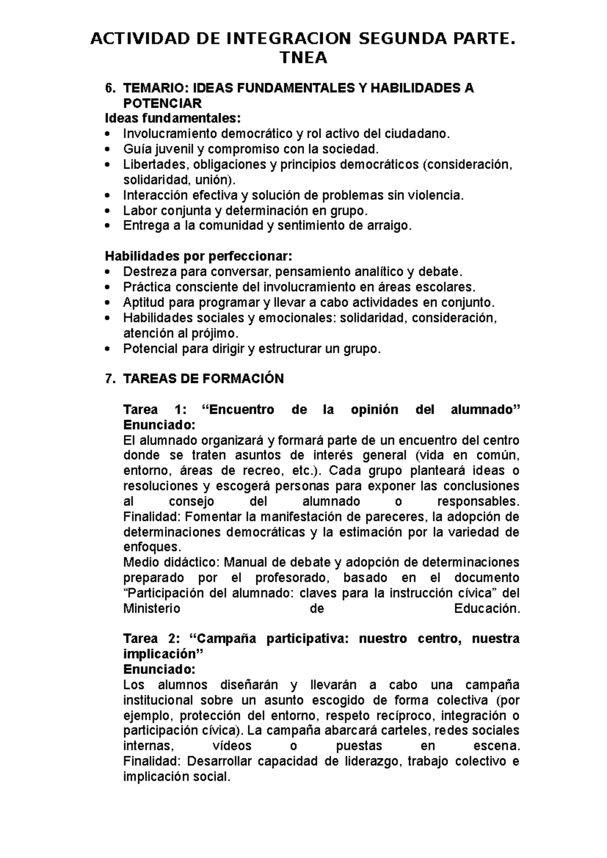 Actividad de Integración II: Habilidades y Compromiso Cívico TNEA 6 ...