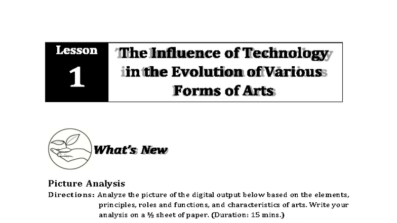 CO_Q2_Arts 10: Digital Art Analysis & Tech Influence Recap - Studocu