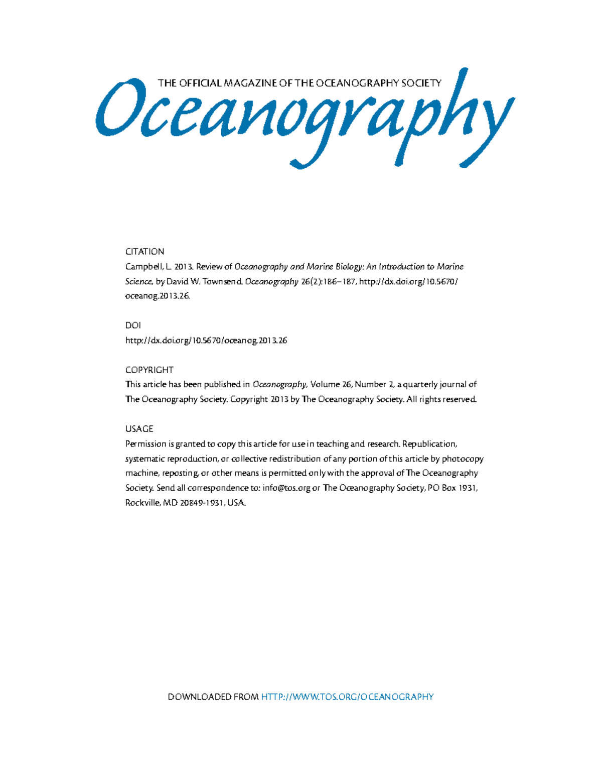 Case Study: Review of Oceanography and Marine Biology (CIT 26-2) - Studocu