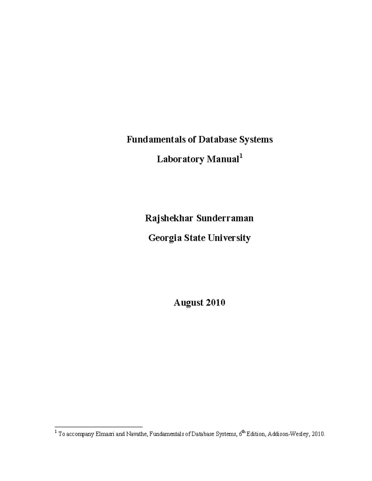 Lab Manual for Fundamentals of Database Systems - DB 101 - Studocu