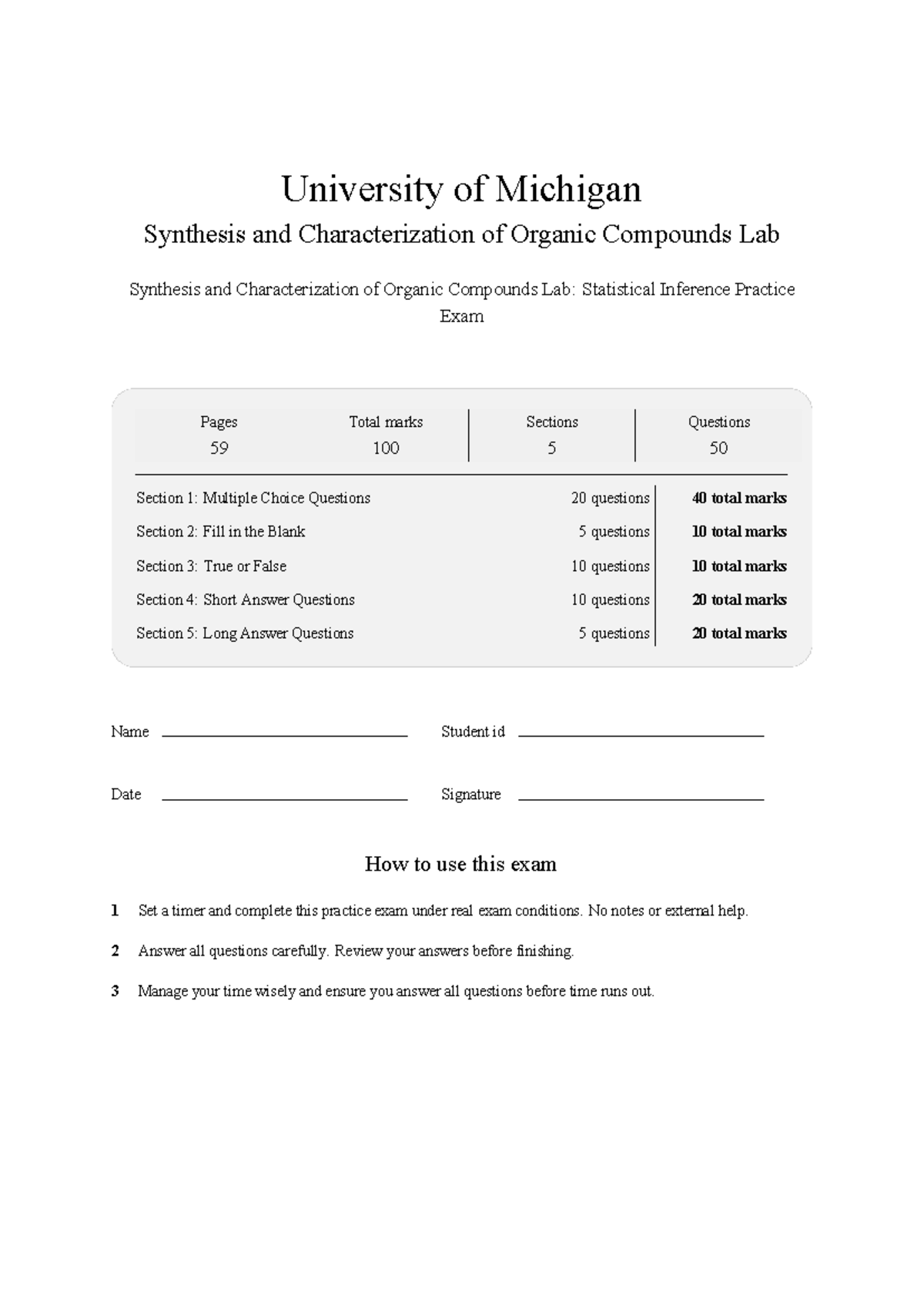 CHEM 216 Synthesis and Characterization of Organic Compounds Lab ...