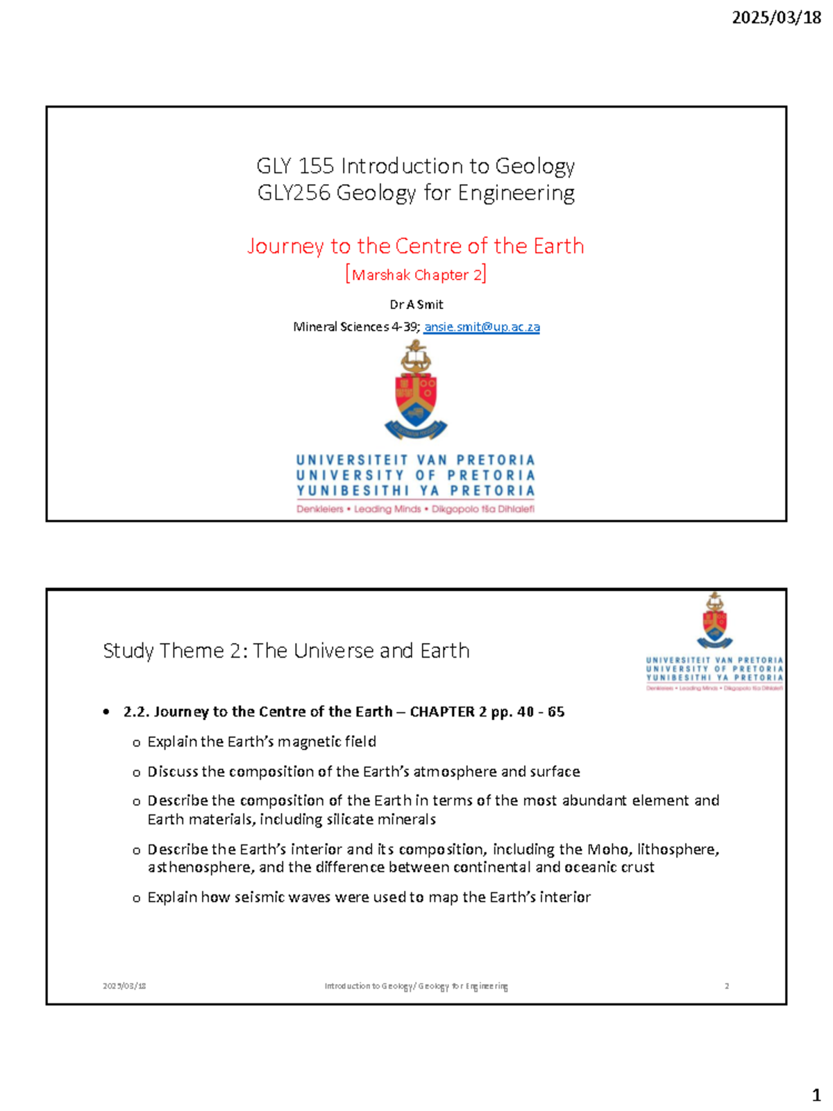 GLY 155 & GLY 256: Journey to the Centre of the Earth - Chapter 2 ...