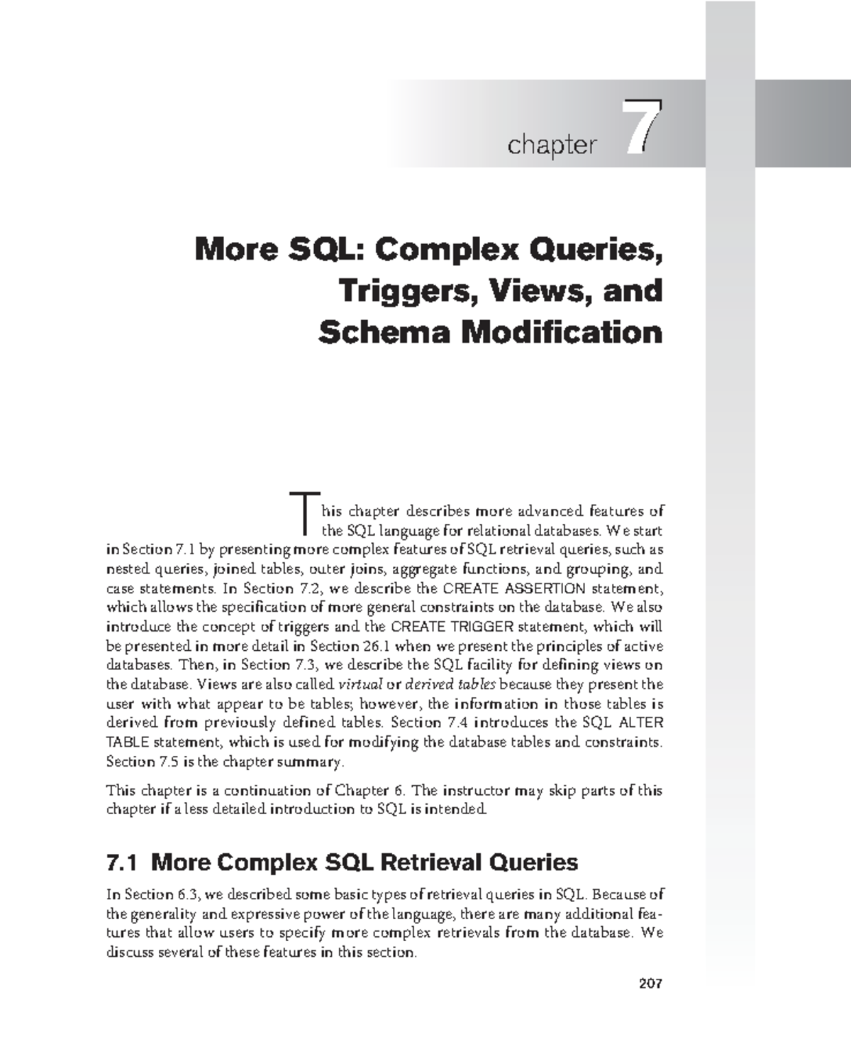 Chapter 07 More SQL - Lecture notes c7 - chapter 7 More SQL: Complex ...